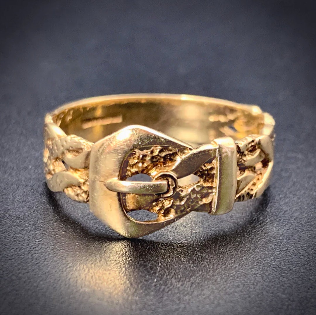 Estate 9K Gold Buckle Ring - Etsy