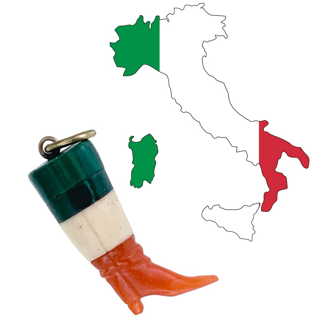 Antique Victorian 9K, Coral, Bone & Malachite Italian Boot Charm - Etsy