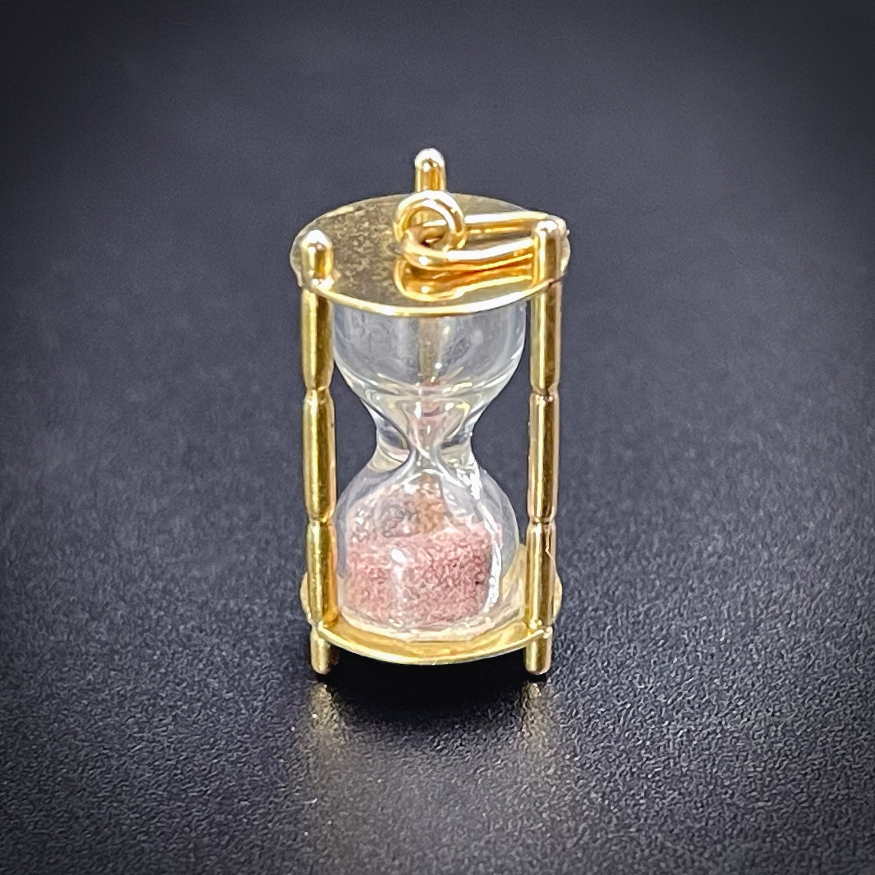 Adorable Vintage 15K & Pink Sand Hourglass Charm - Etsy