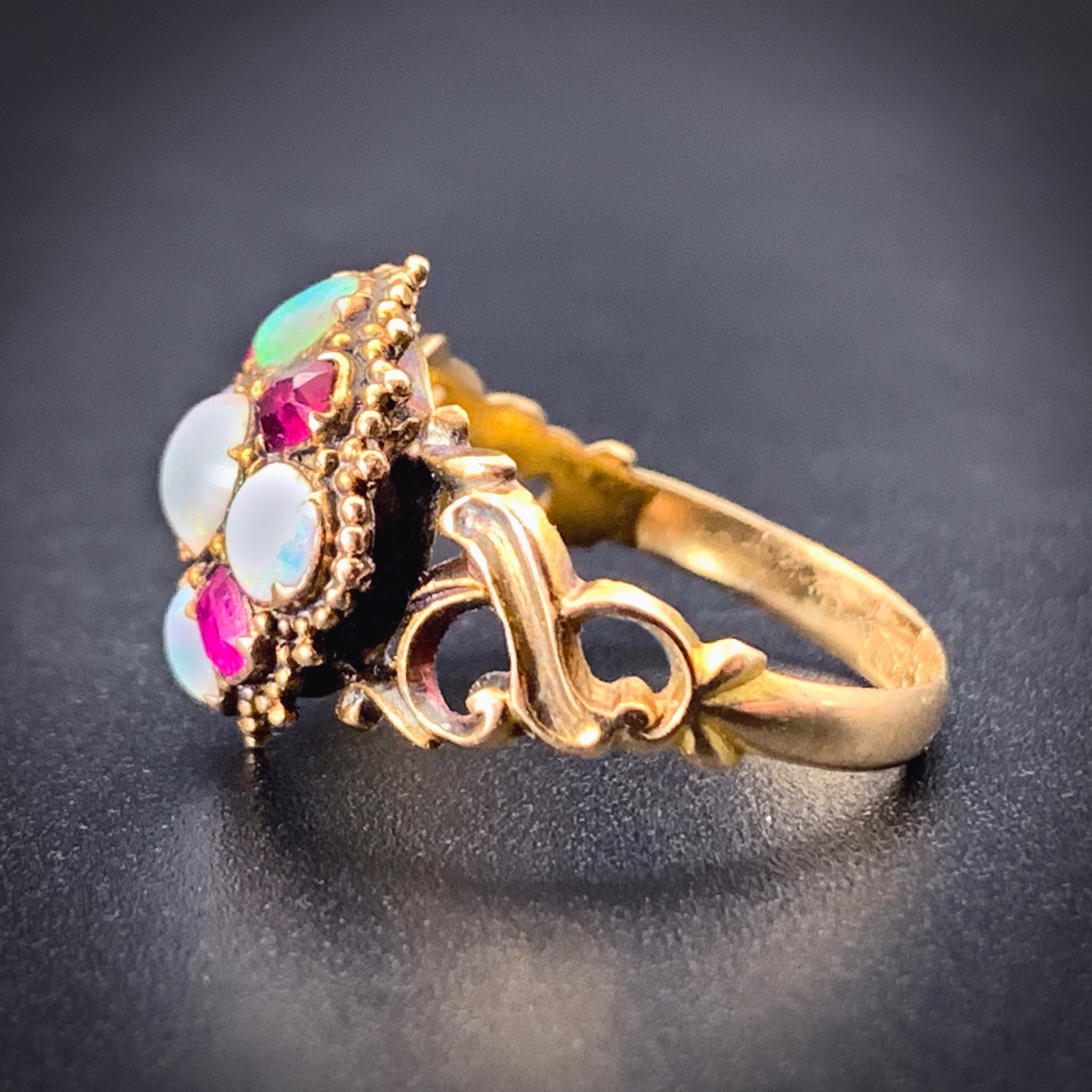Antique English 15K, Ruby & Opal Cruciform Ring - Etsy
