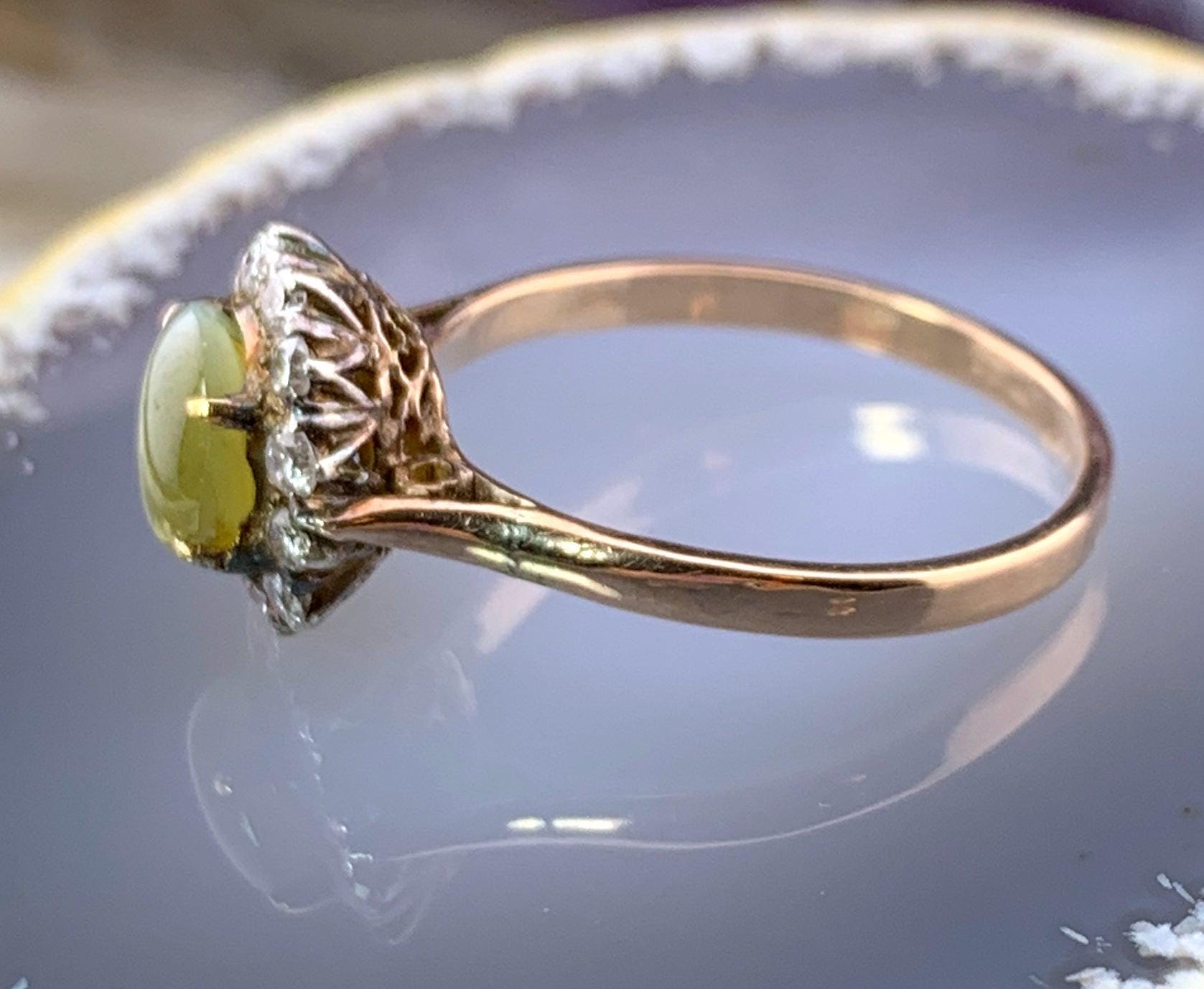 Vintage 12K, Diamond & Cats Eye Chrysoberyl Ring - Etsy