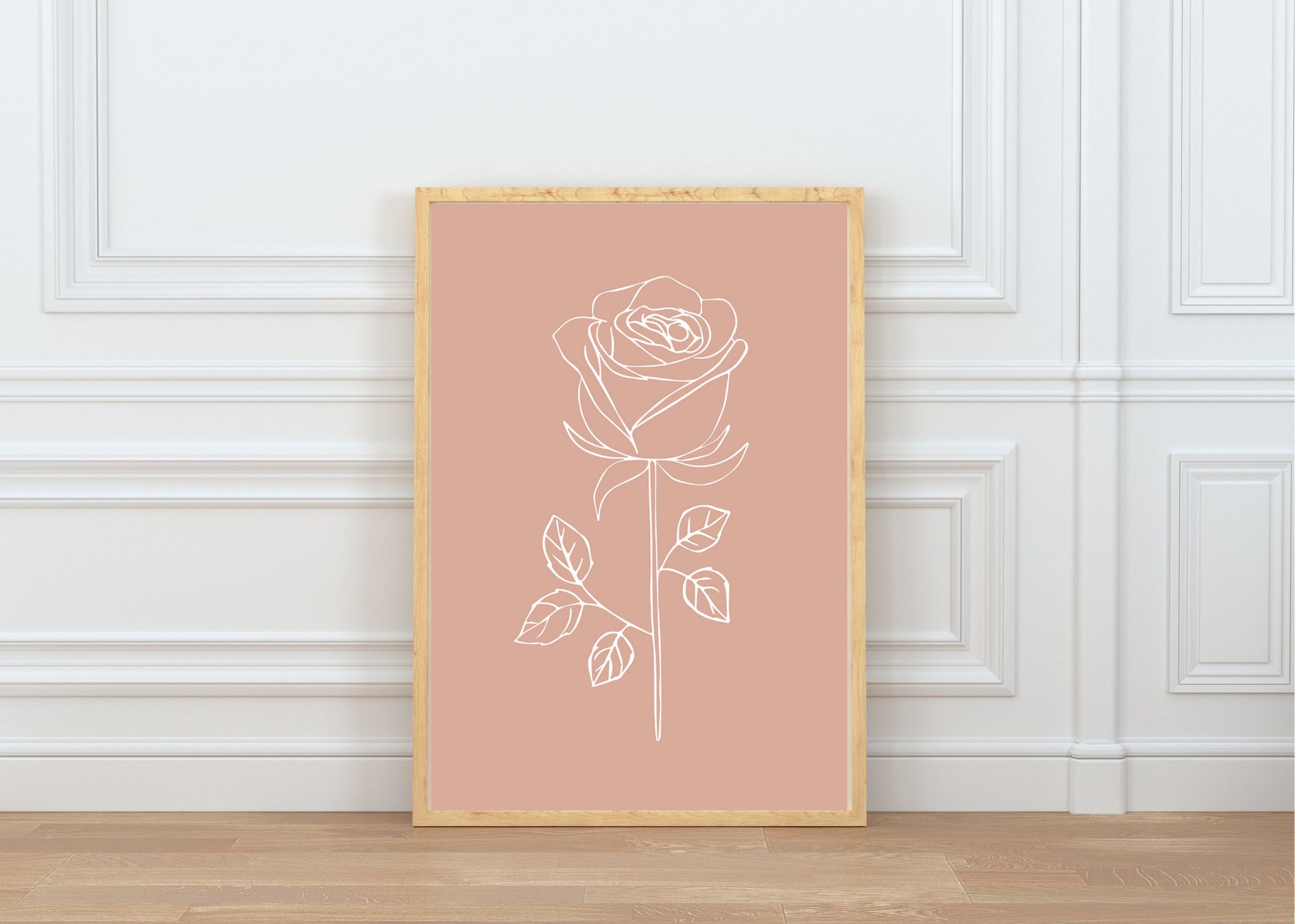 Rose Line Art, Printable Rose Art, Rose White Line Drawing, Printable ...
