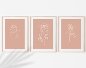 Rose Line Art, Printable Rose Art, Rose Line Drawing, Printable Home ...