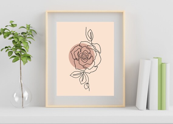 Rose Line Art Printable Rose Art Rose Line Drawing | Etsy