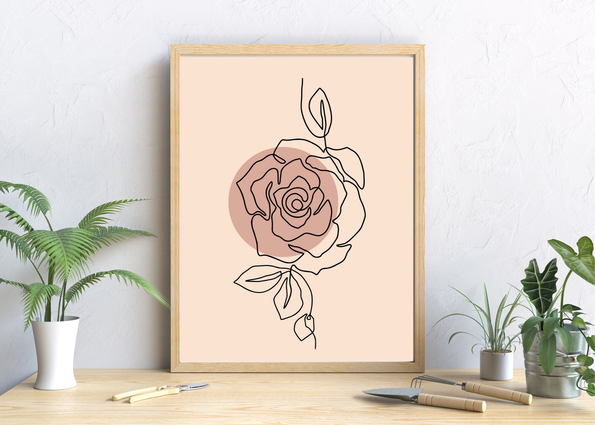 Rose Line Art, Printable Rose Art, Rose Line Drawing, Printable Home ...