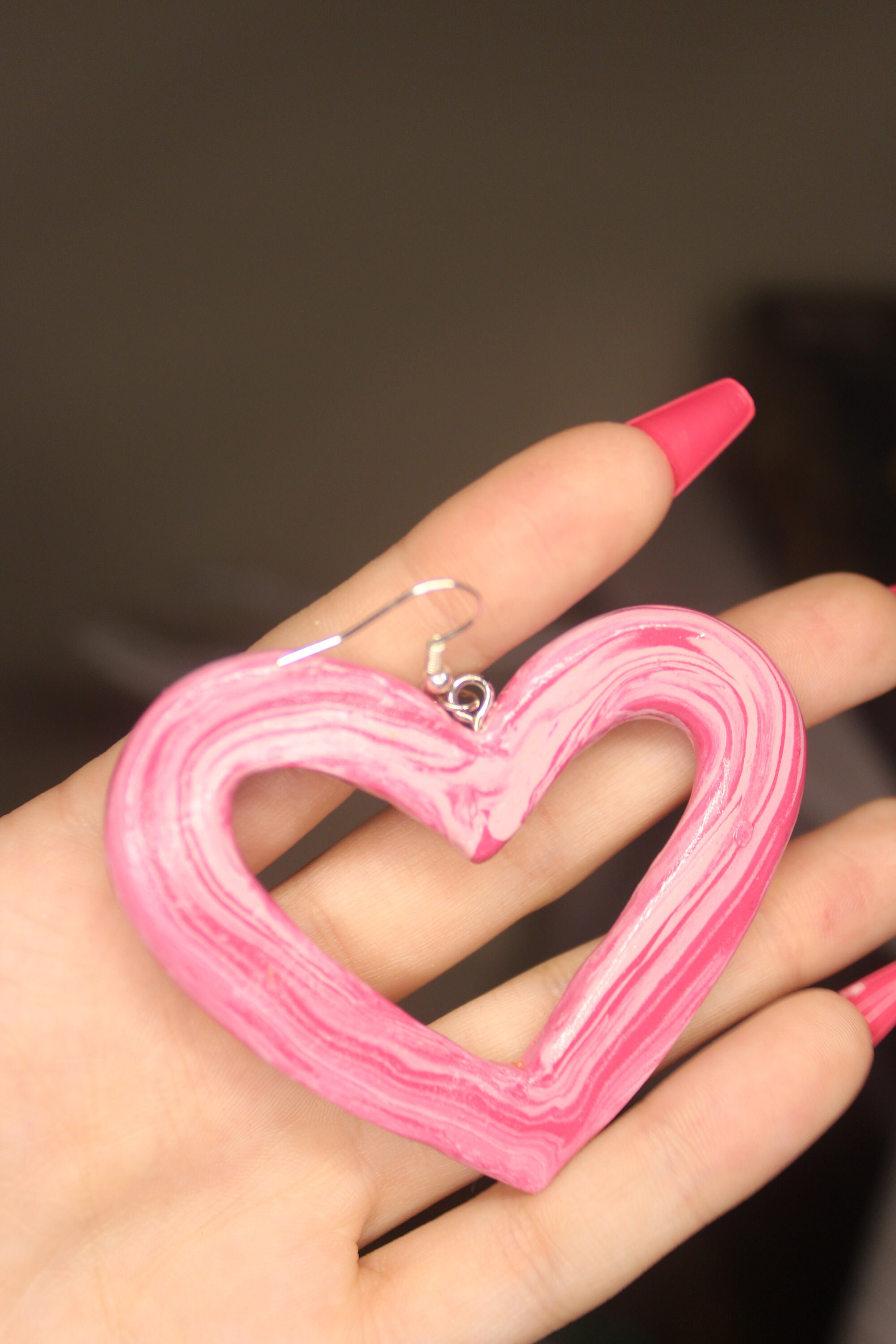 Lovecore Giant Chunky Heart Hoops Pink Heart Earrings Etsy