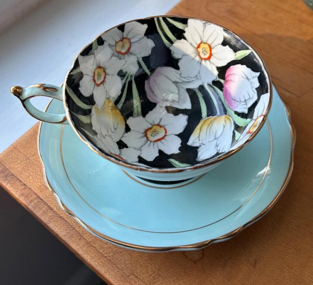 Vintage Paragon Cup and Saucer Set Daffodil Pattern Hand-painted 1940s ...