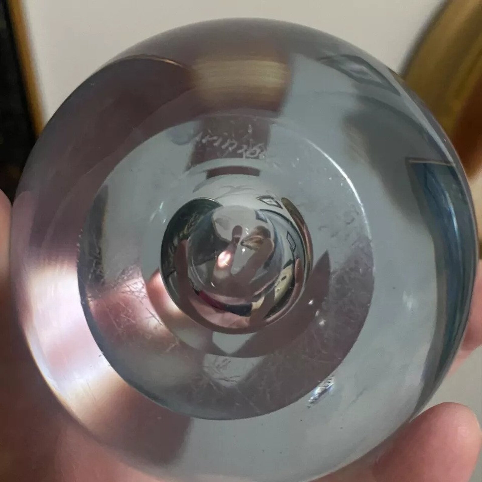 Vintage Swedish Art Glass Paperweight Clear Etched Butterfly Flower ...
