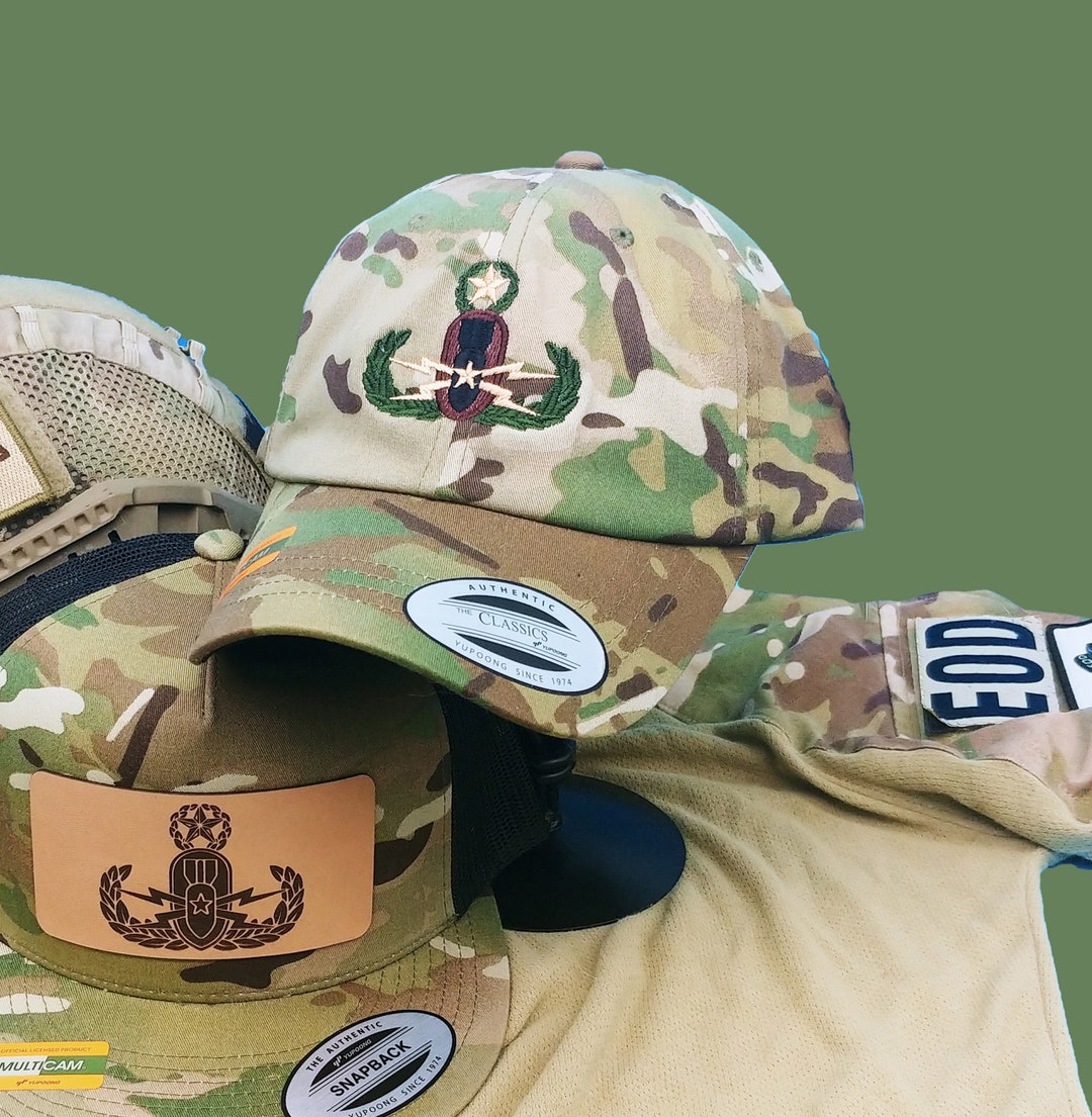 Embroidered EOD Badge Camouflage Multicam Hat | Bomb Tech Life | Flat ...