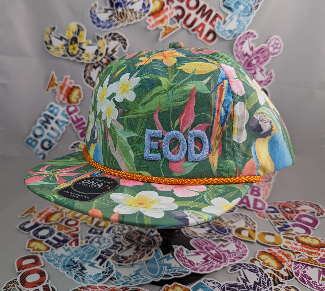 3D Puff EOD Hawaiian Flat Brim Hat | EOMFD Hawaiian Hat | HDS Hawaiian ...