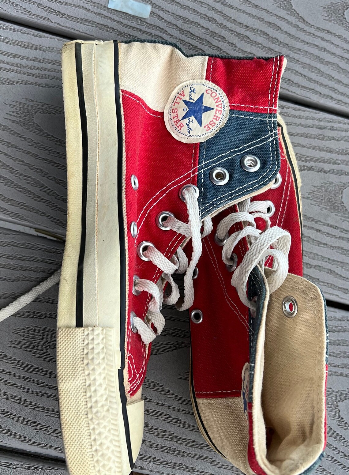 Rare Vintage Pair of Tri-color Converse High Tops Size 5 Mens/size 7 ...