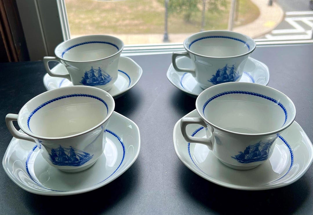Vintage Wedgwood Clipper Blue Cups and Saucers - Set of 2 - Etsy