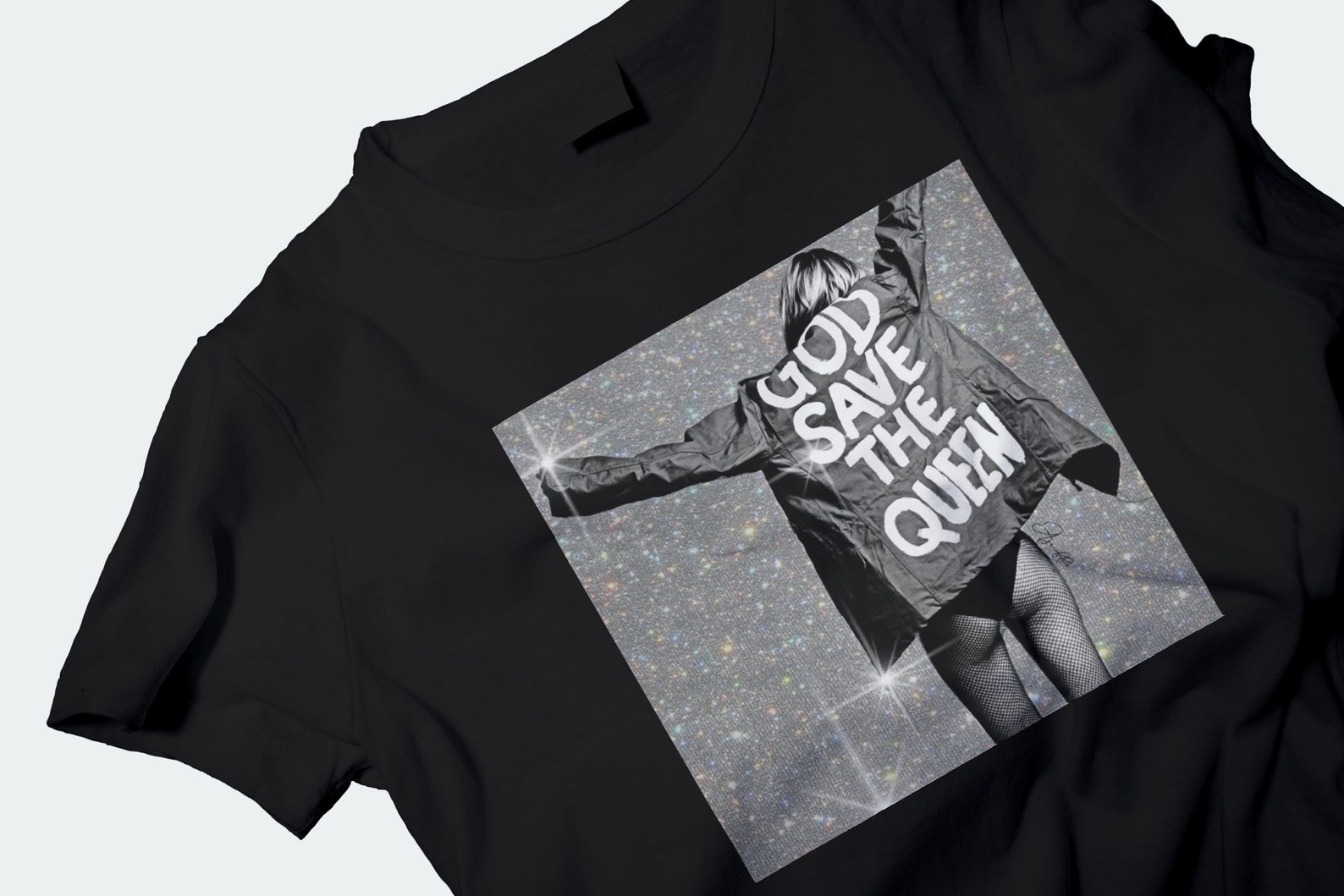 God Save the Queen Kate Moss Glam T-shirt, National Anthem Sparkling ...