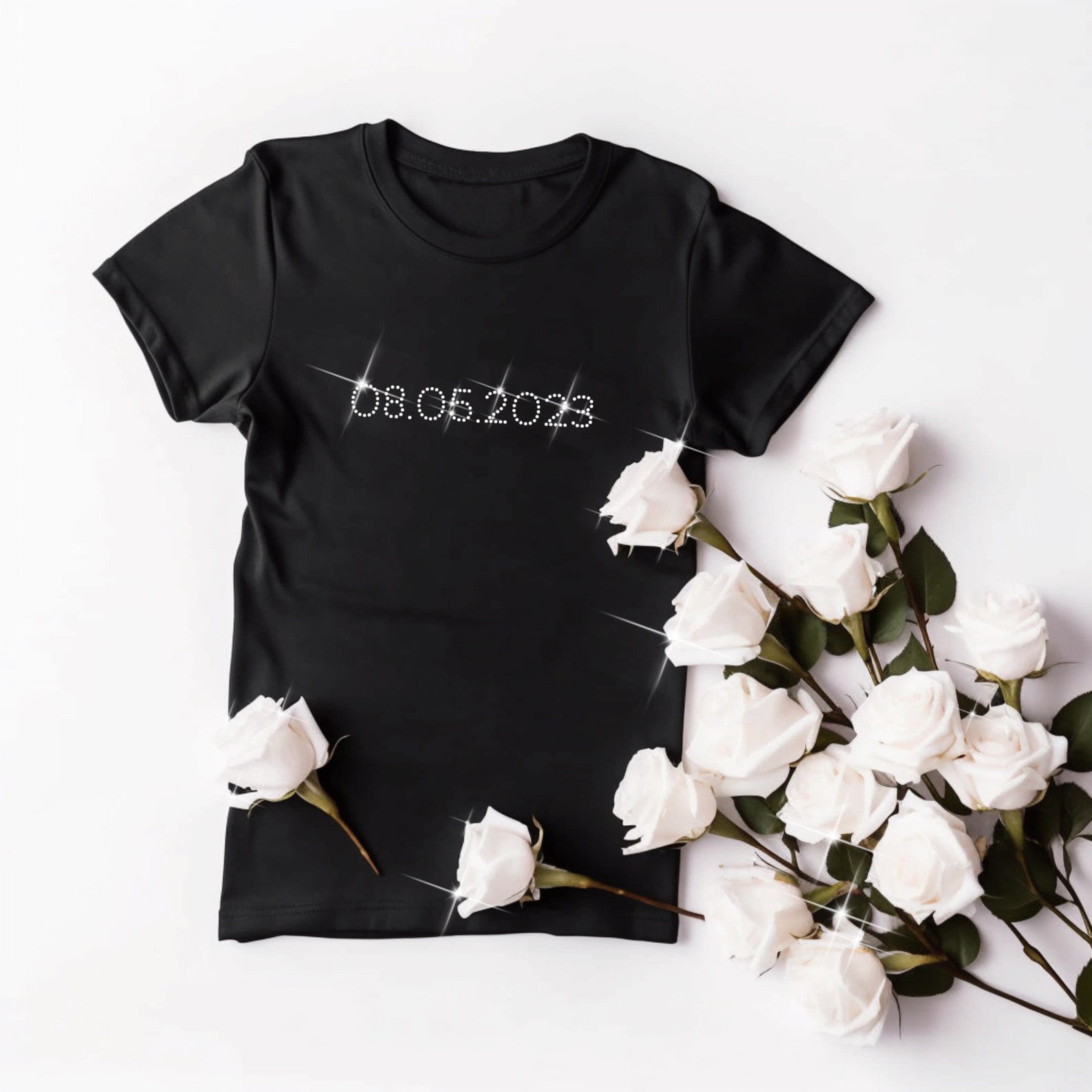 Crystal T-shirt With Rhinestones Crystal Personolized - Etsy