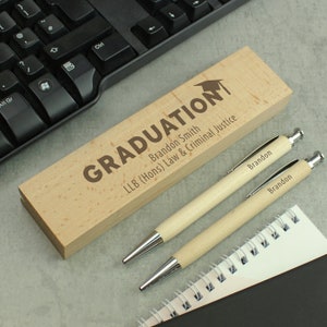 Personalised Graduation Wooden Pen and Pencil Set - Etsy