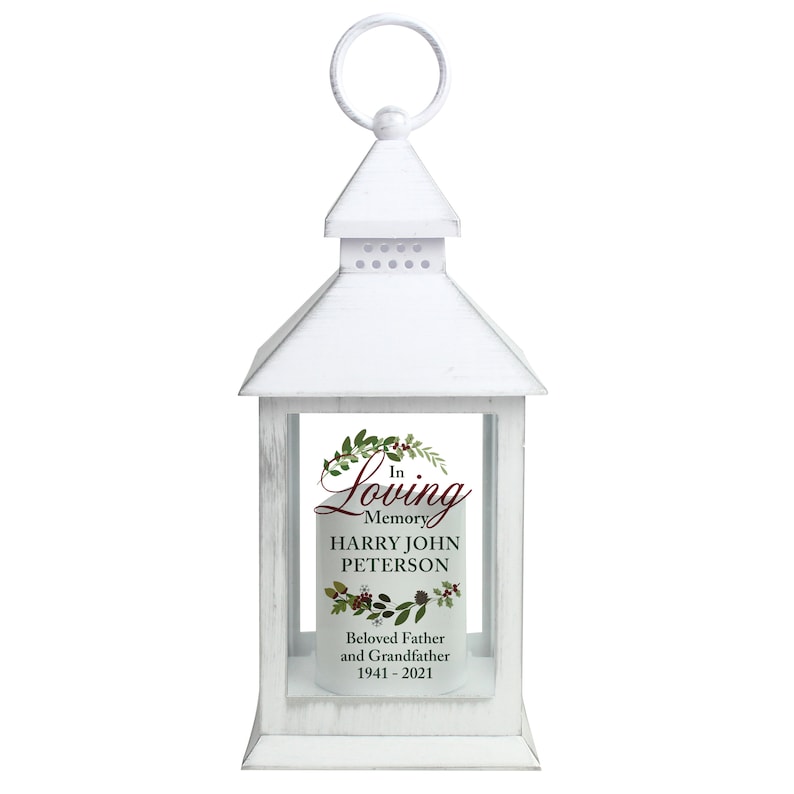 Personalised in Loving Memory White Lantern - Etsy UK