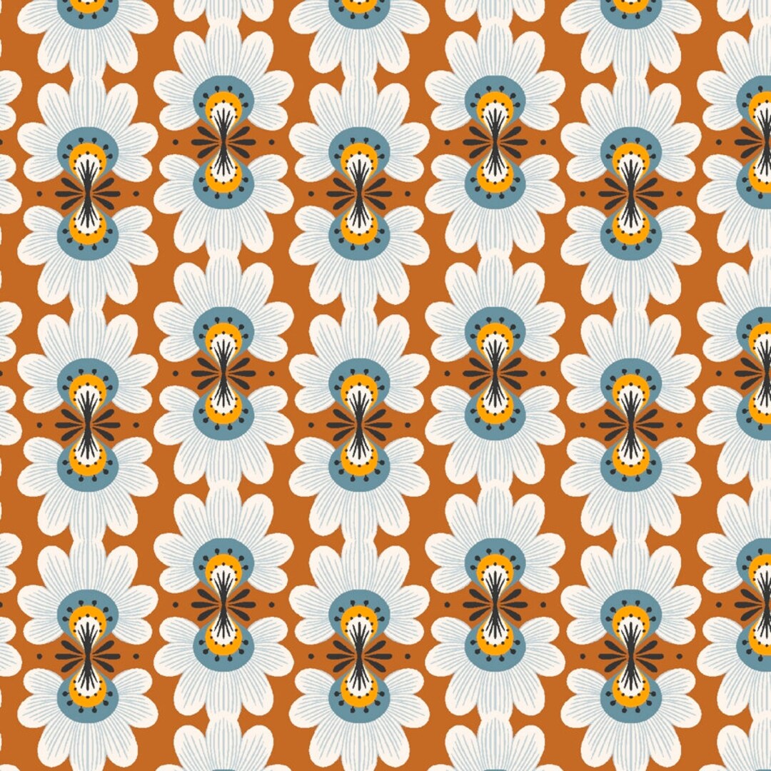 Ladybug Lane Flower Burst Rust Patchworkstoff by Cotton Steel ...