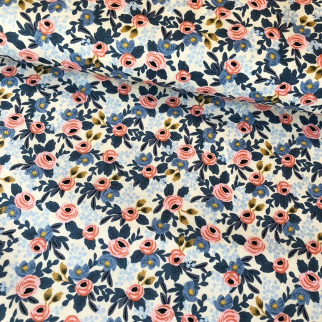 Rifle Paper co. Les Fluer Perwinkle Rosa Blau Patchworkstoffe - Etsy.de