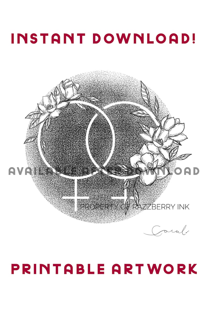 Queer WLW Floral Tattoo Design Instant Download Hand Drawn Tattoo ...