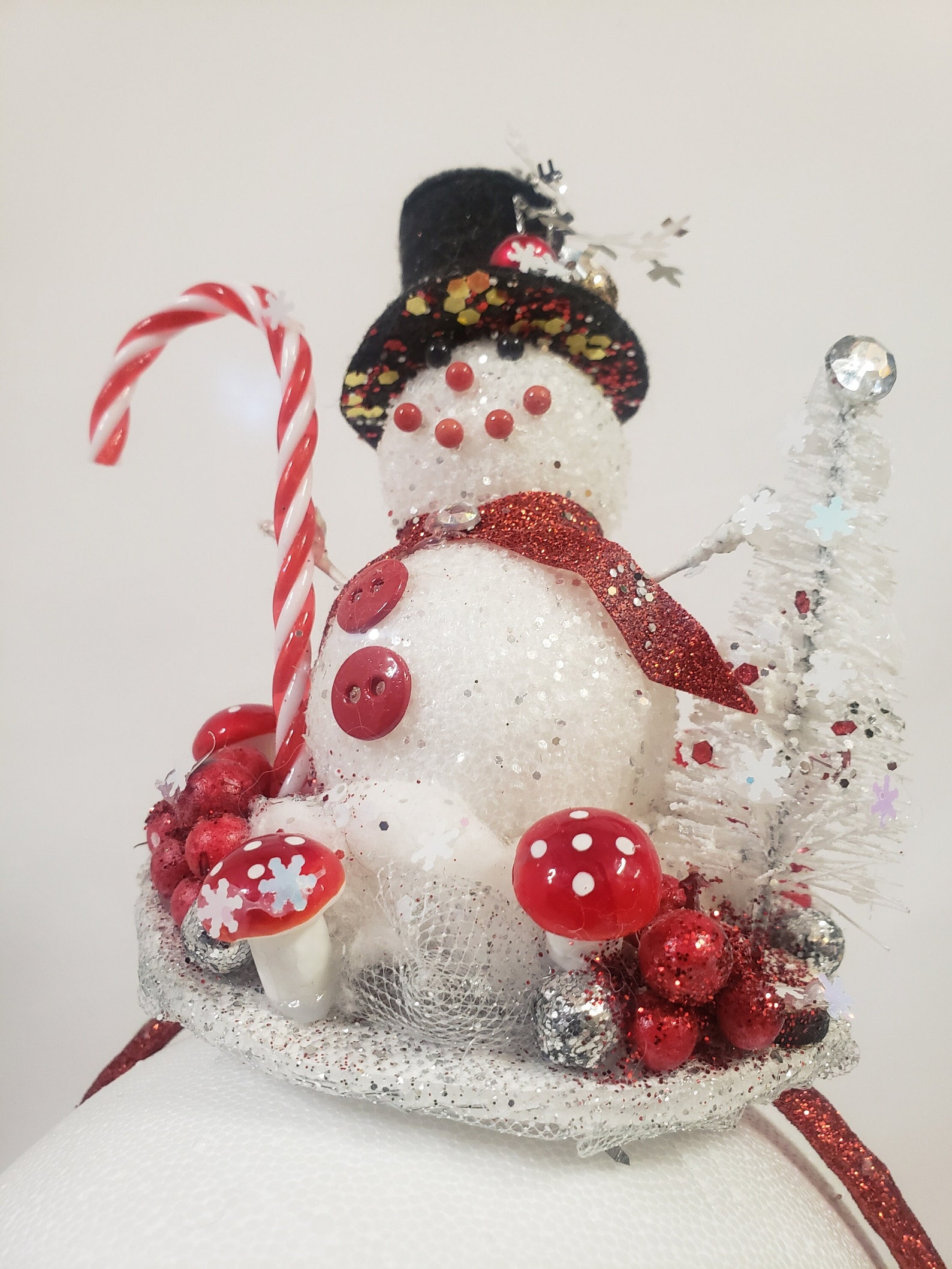 Snowman Headband With Mushrooms, Christmas Tree and Candy Cane - Etsy