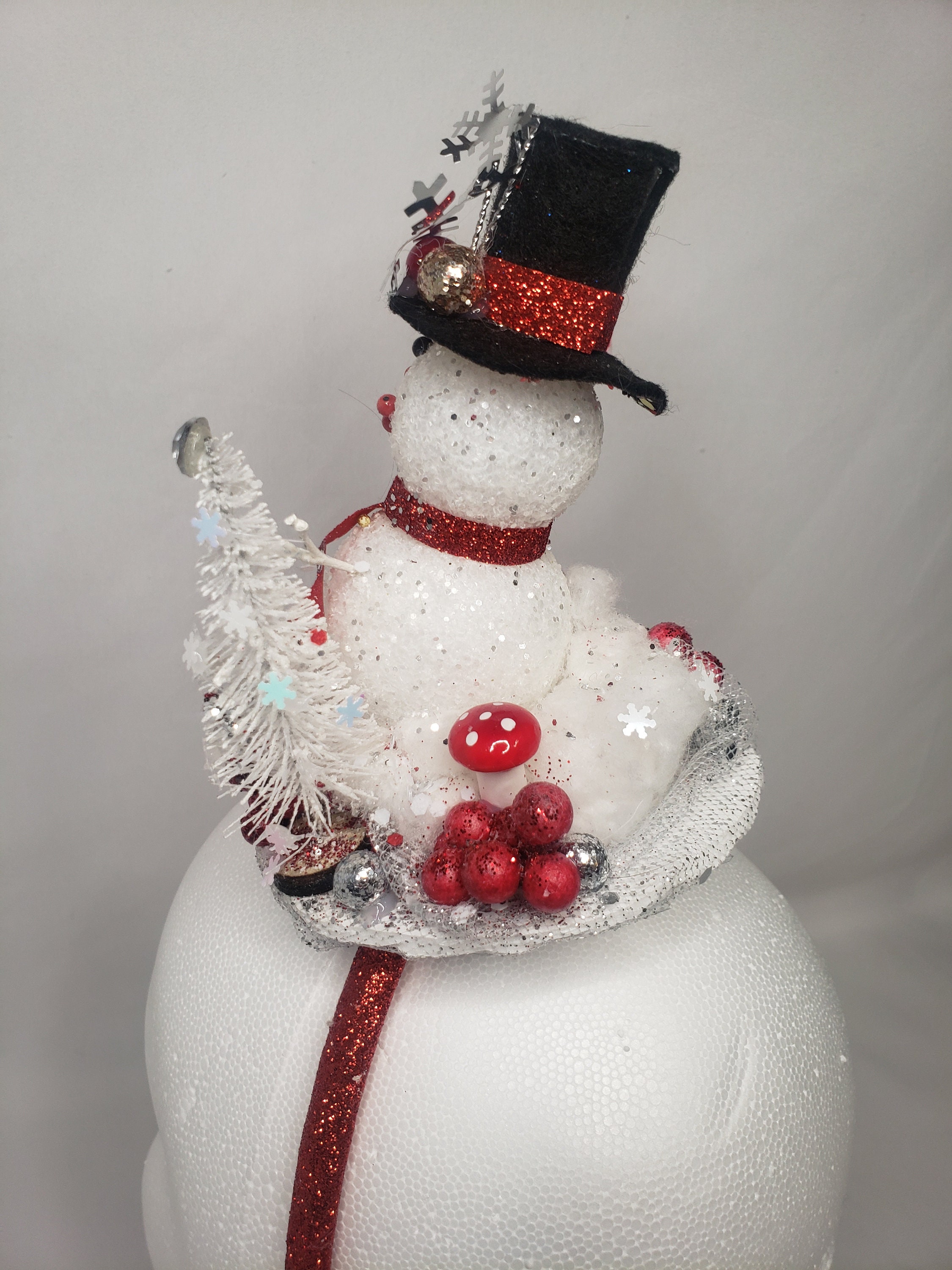 Snowman Headband With Mushrooms, Christmas Tree and Candy Cane - Etsy