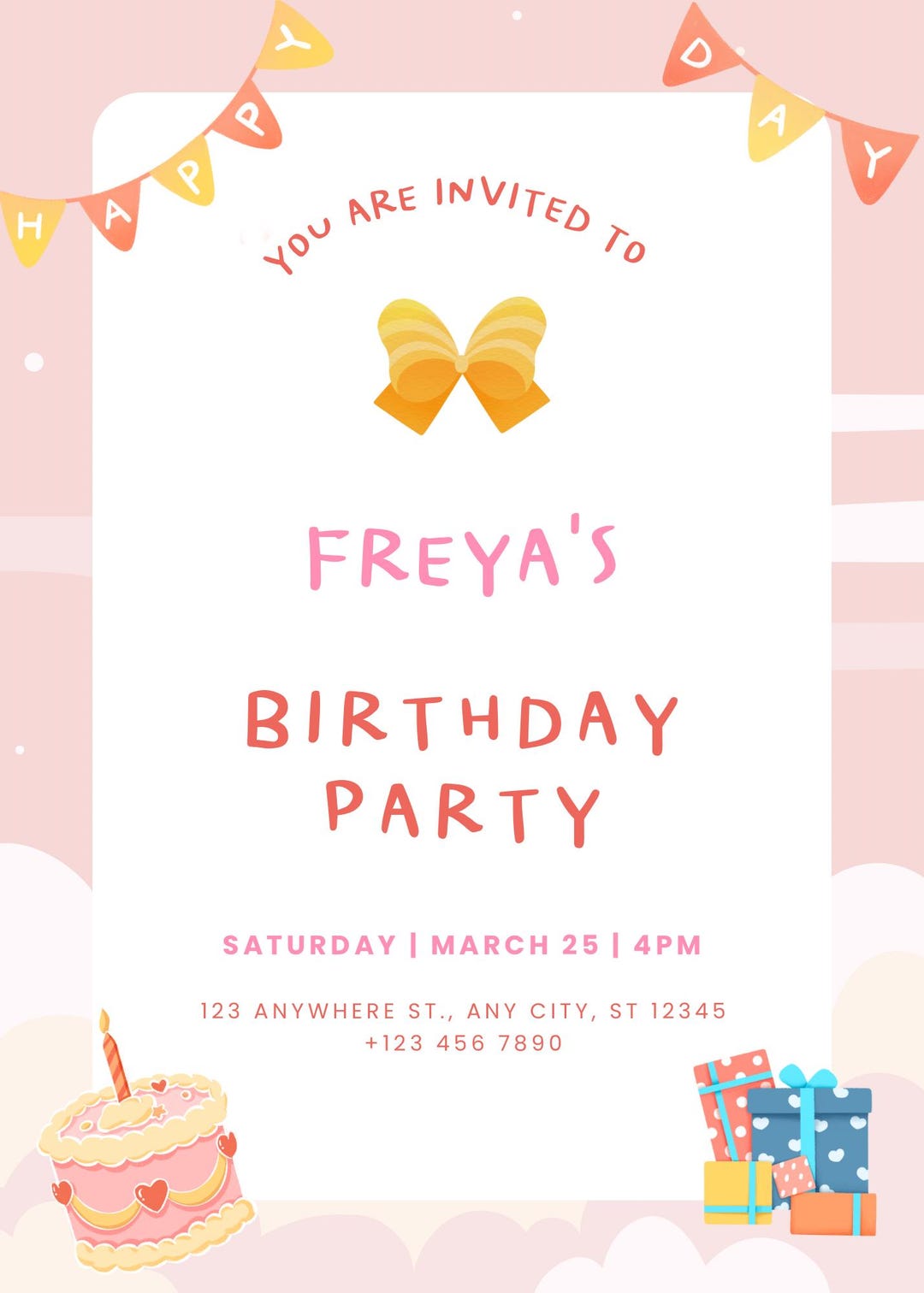 Editable Girls Birthday Party Invitation Template Download Only - Etsy