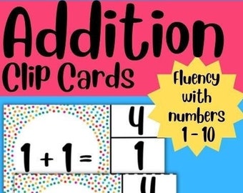 Addition Clip Cards - Etsy