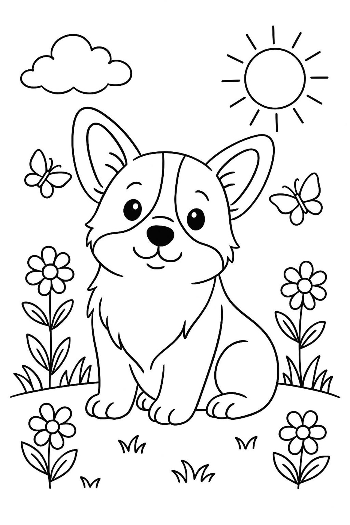 Printable Corgi Coloring Page - Etsy