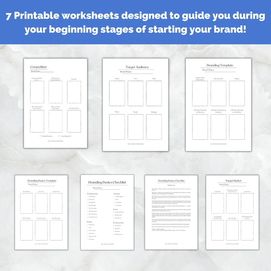 Business Branding Checklist, Printable Workbook for Brand Identity ...