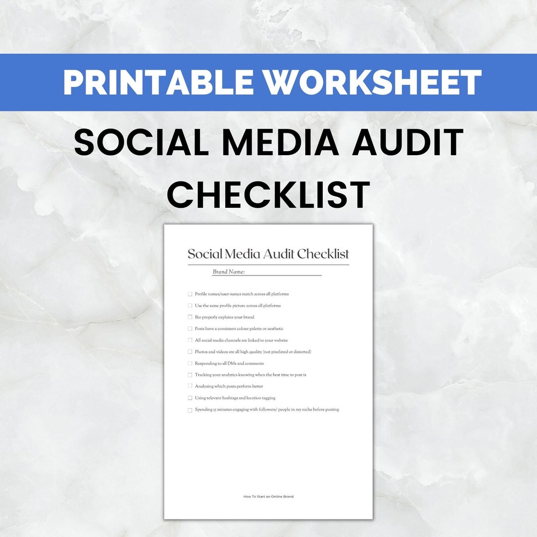 Social Media Audit Checklist, Printable Workbook Fo Social Media Audit ...