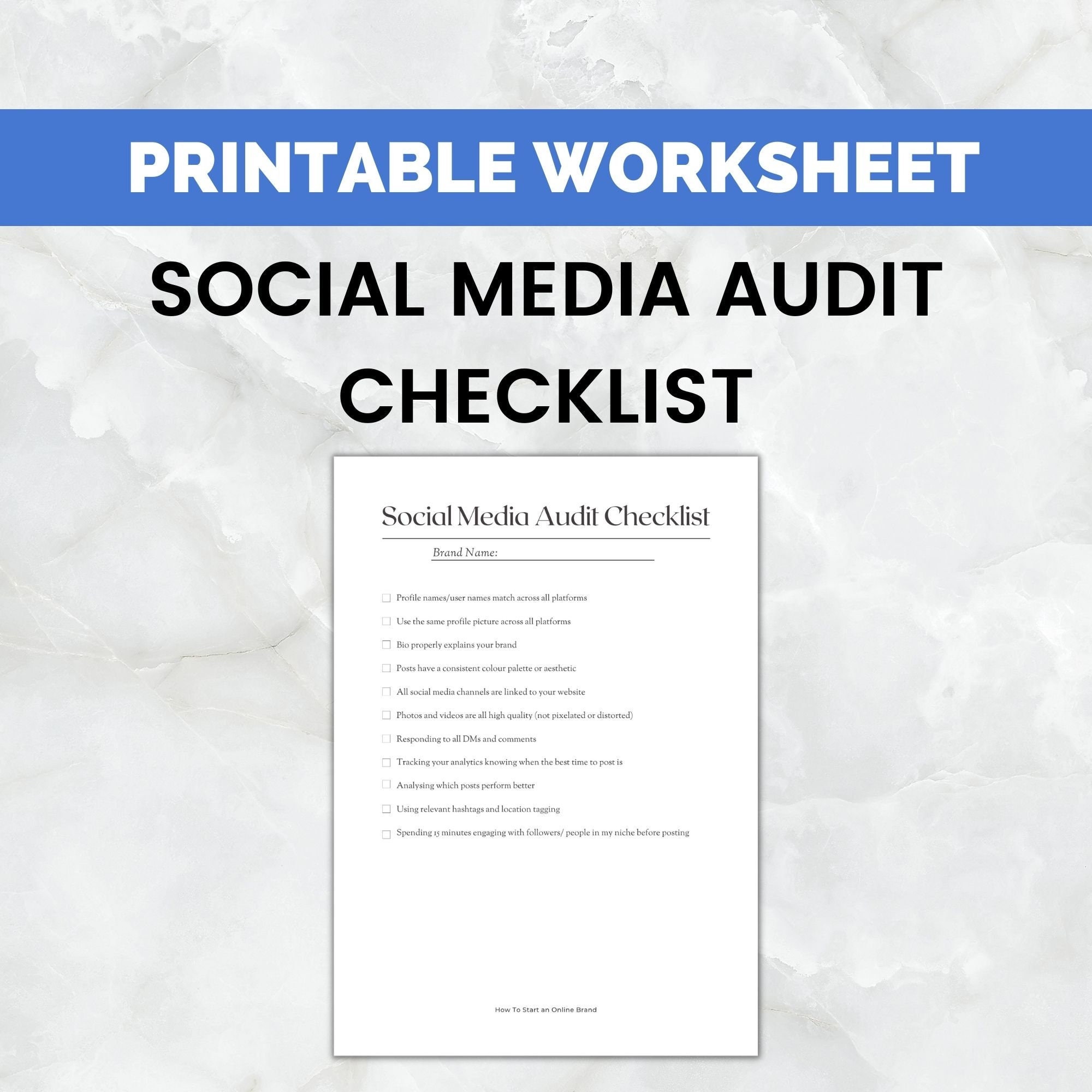 Social Media Audit Checklist, Printable Workbook Fo Social Media Audit ...
