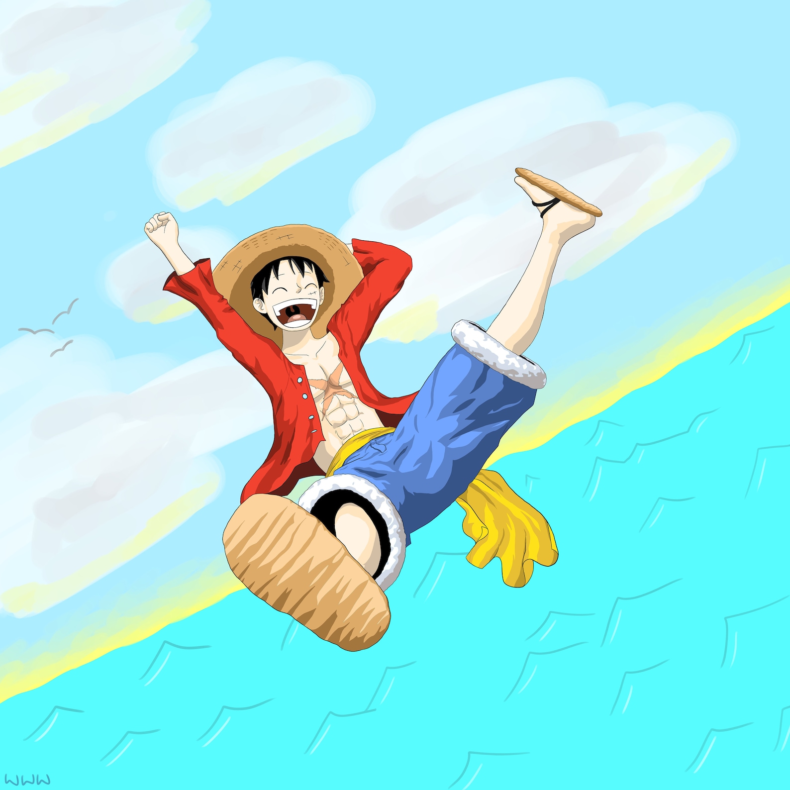 Monkey D Luffy Print Jumping Ocean - Etsy