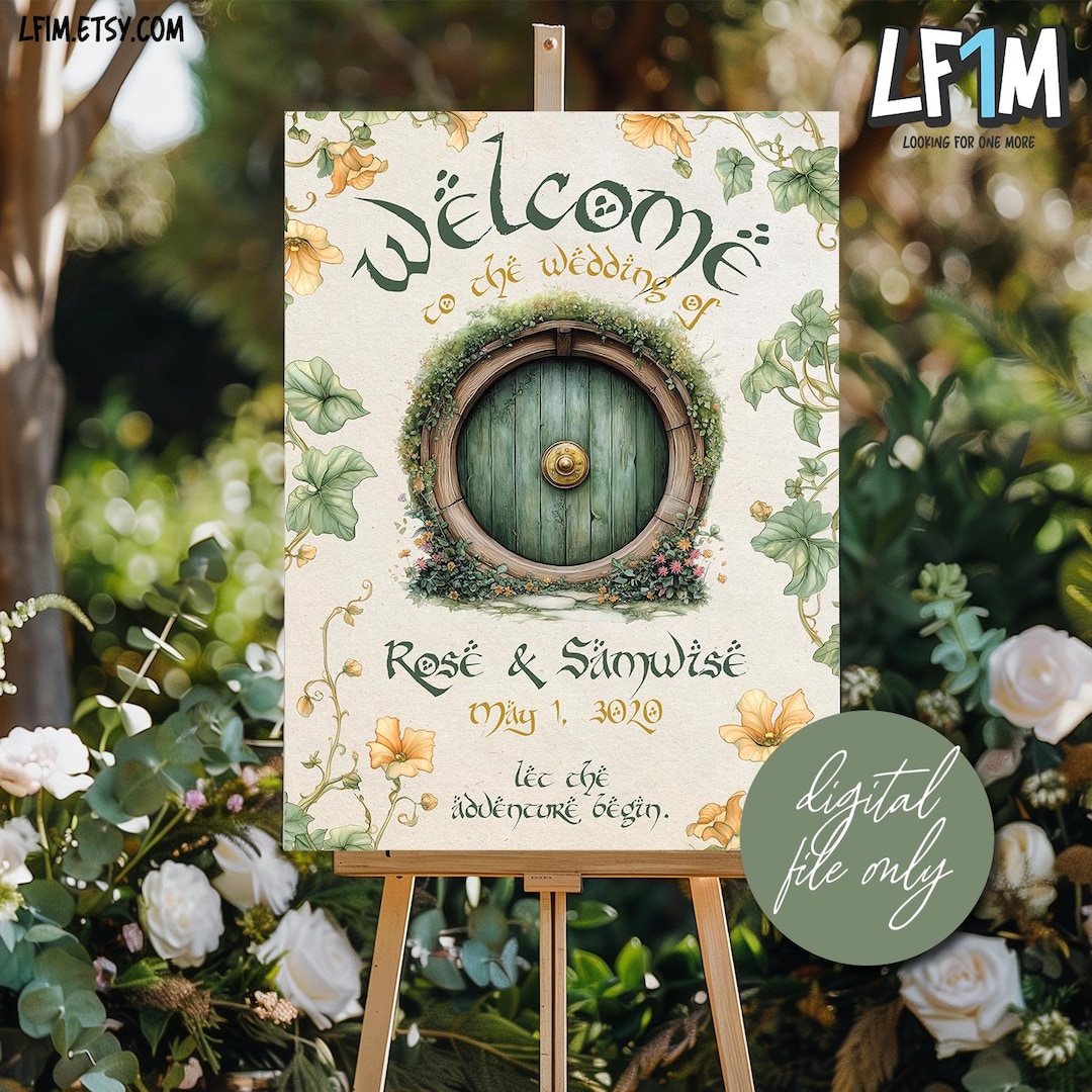 Printable Hobbit Door Wedding Welcome Sign Design | Custom LOTR Party ...