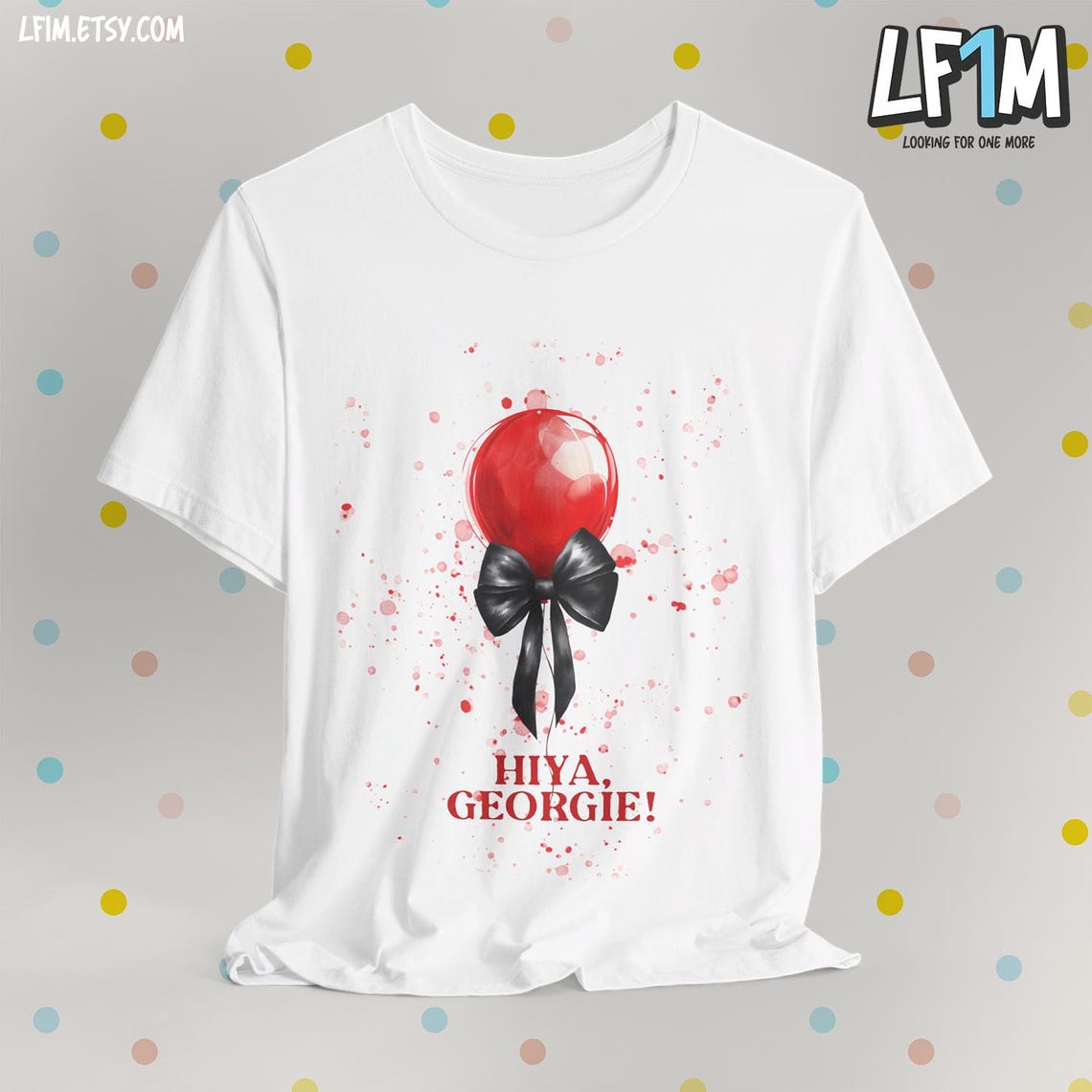 Hiya, Georgie! Red Balloon Horror Shirt With Black Coquette Bow ...