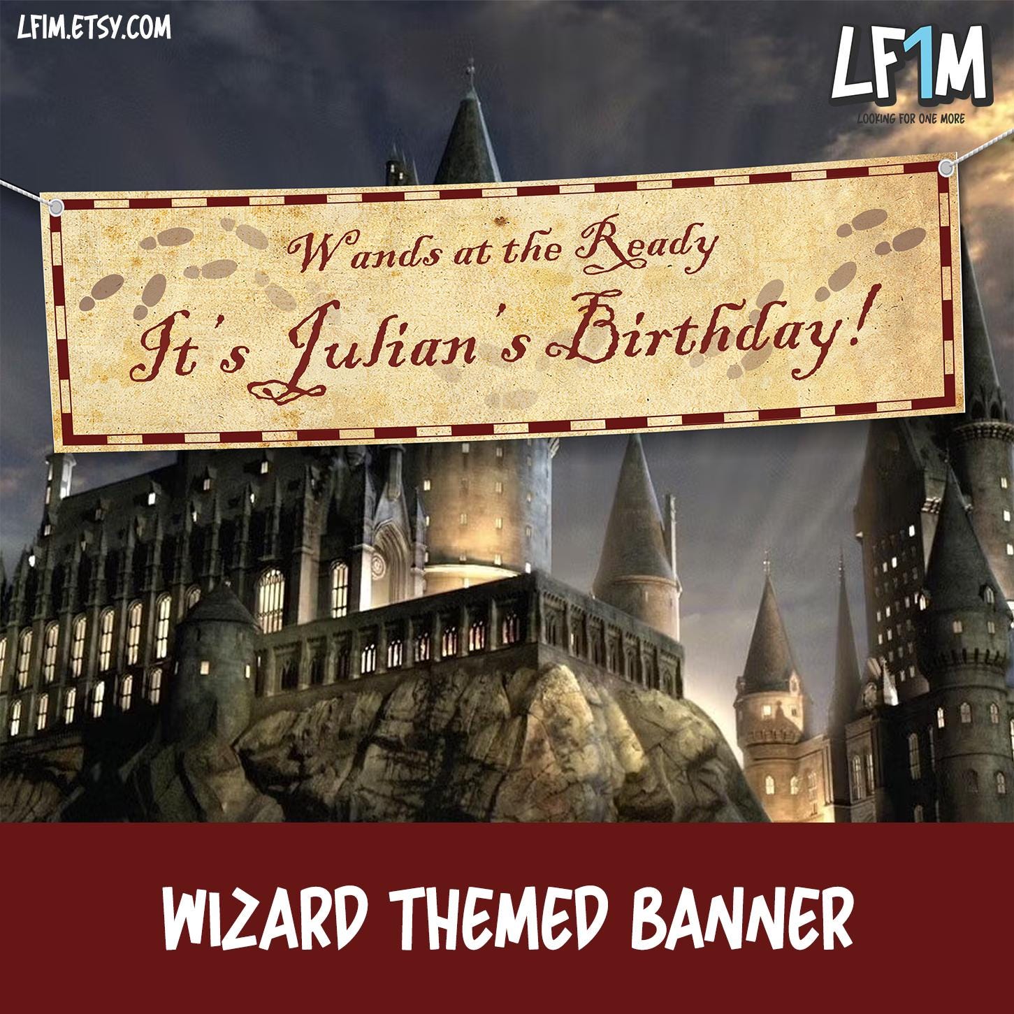 Wizard Map Birthday Banner With Footprints – Printed Party Decor for ...
