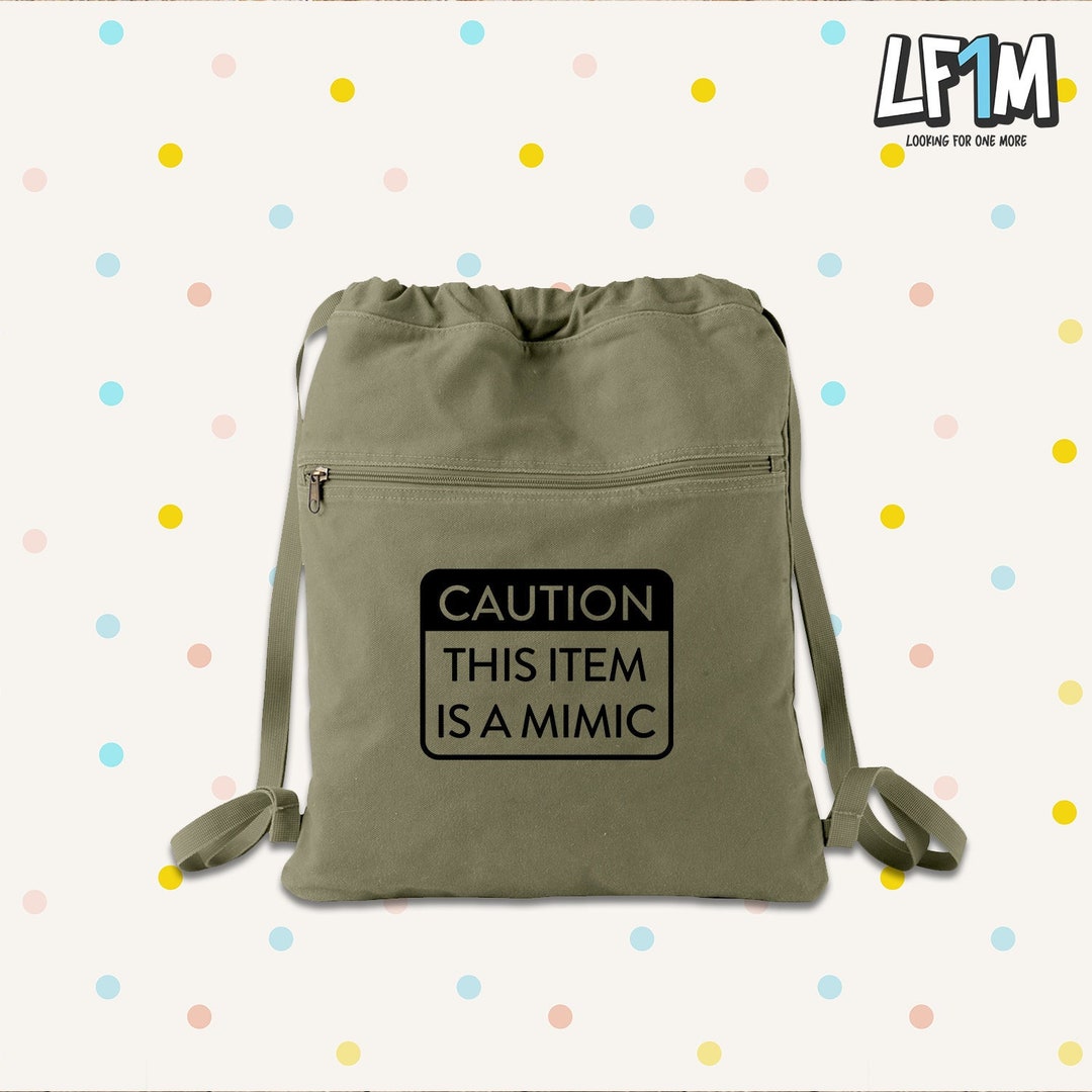 Caution This Item is a Mimic Canvas Cinch Bag, Dnd Mimic Backpack, RPG ...