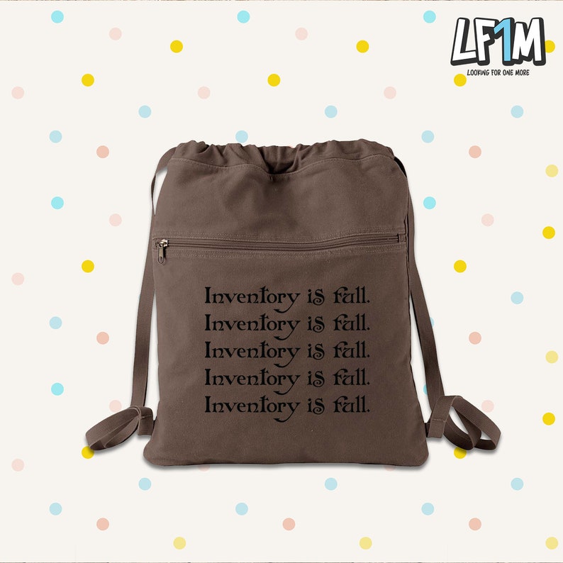 Inventory is Full Canvas Cinch Bag RPG Bag Dnd Backpack RPG | Etsy