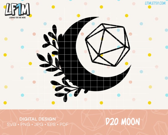 D20 Moon Cut File Instant Download Dnd SVG Design RPG - Etsy