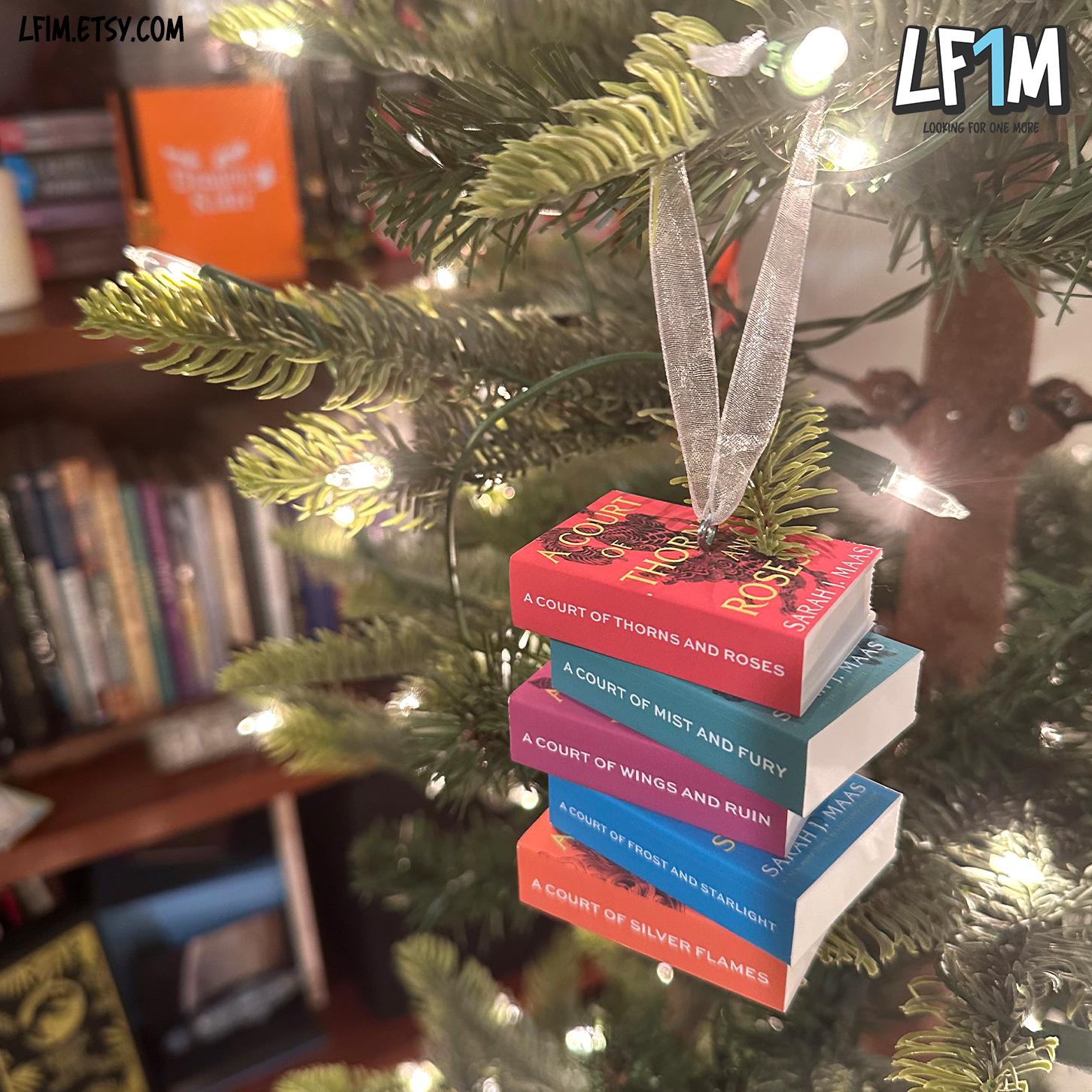 Custom Book Ornament | Stacked Set With Organza Ribbon | Bookish ...