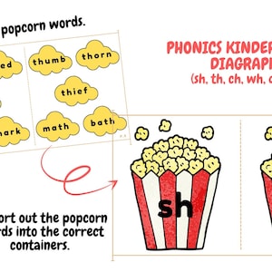 Phonics Kindergarten/ First Grade Diagraphs - Sh, Th, Ch, Wh, Qu Ck - Etsy