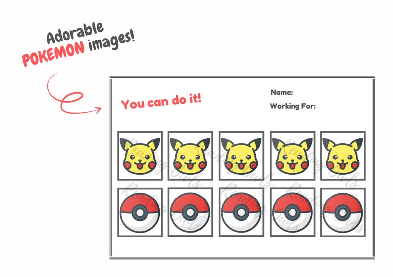 Pokemon Reward Chart, Token Board, Potty Training, Chore Chart for Kids ...