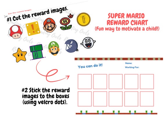 Super Mario Reward Chart Token Board Potty Training Chore | Etsy