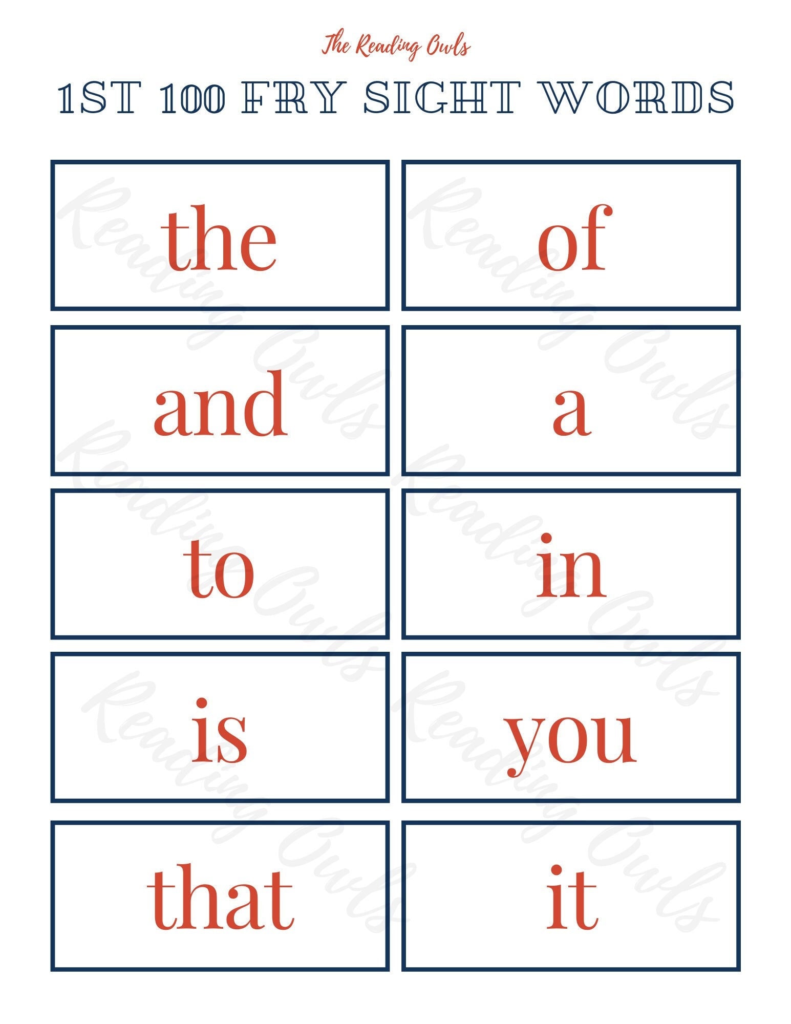 1st 100 Fry Sight Words (kindergarten) Printable Flashcards - Etsy