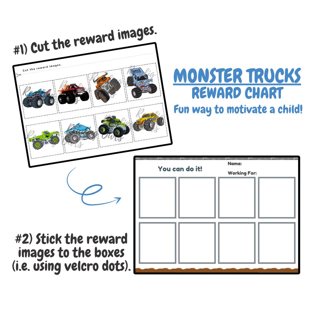 Monster Truck Reward Chart, Token Board, Potty Training, Chore Chart ...