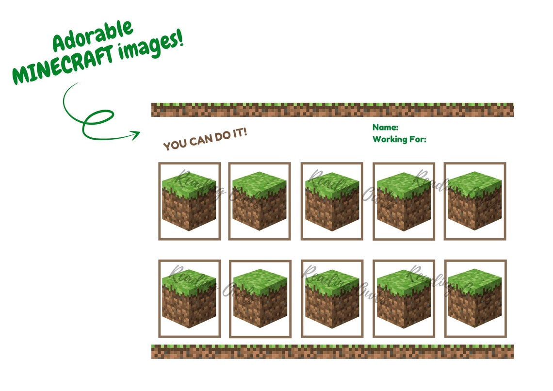 Minecraft Reward Chart, Token Board, Potty Training, Chore Chart for ...