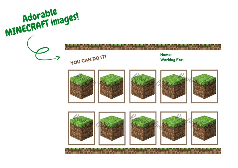 Minecraft Reward Chart, Token Board, Potty Training, Chore Chart for ...
