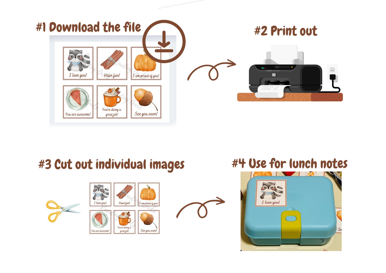 Printable School Lunch Box Notes for Kids - Kindergarten Digital ...