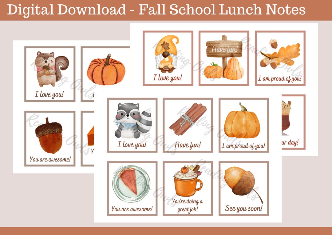 Printable School Lunch Box Notes for Kids - Kindergarten Digital ...