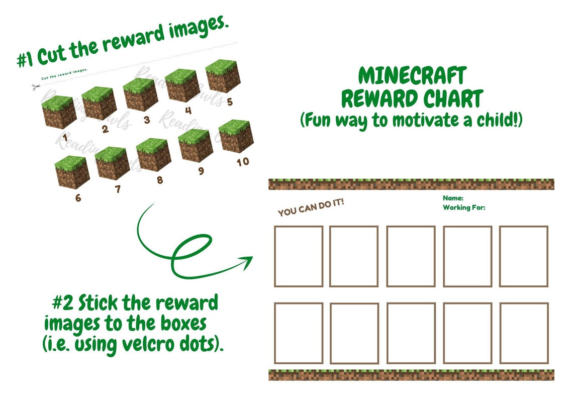 Minecraft Reward Chart, Token Board, Potty Training, Chore Chart for ...