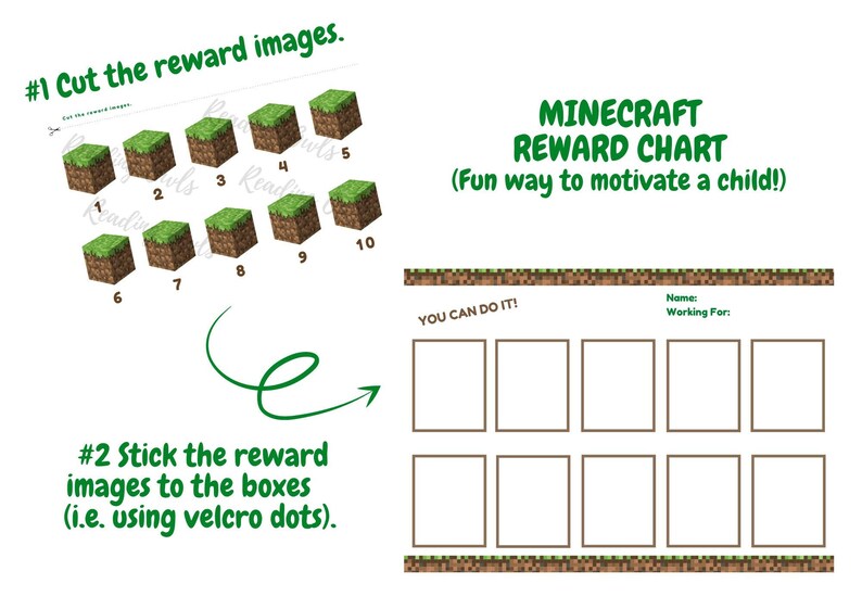 Minecraft Reward Chart, Token Board, Potty Training, Chore Chart for ...